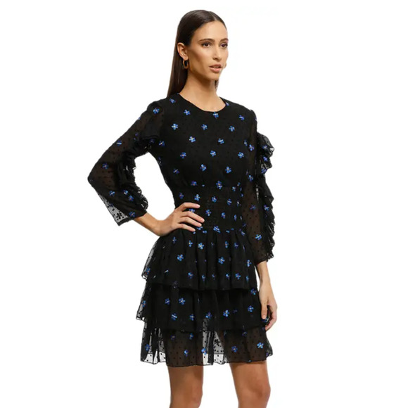 Maje | Dresses | Maje Rocko Dress Floral Embroidered Swiss Dot Sheer ...